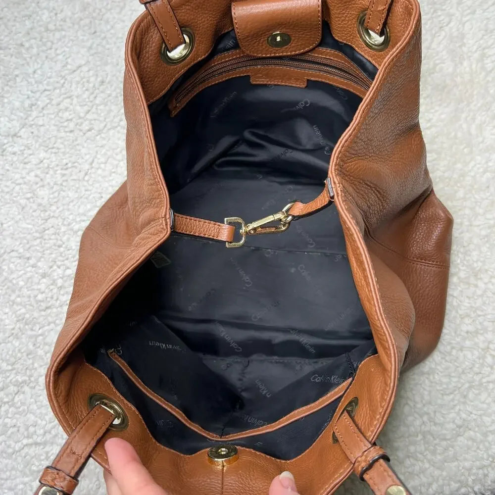 Calvin Klein | Bags | Calvin Klein Tan Brown Satchel Crossbody Bag ...